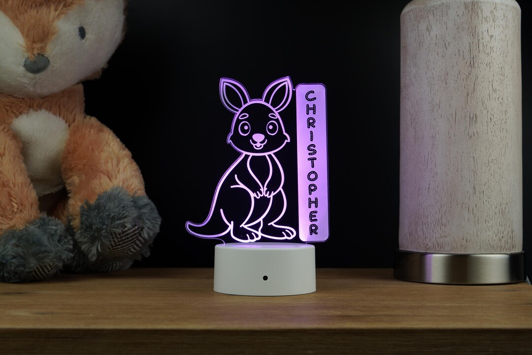 Kangaroo Personalized Acrylic Night Light for Kids, Handmade Engraved ...