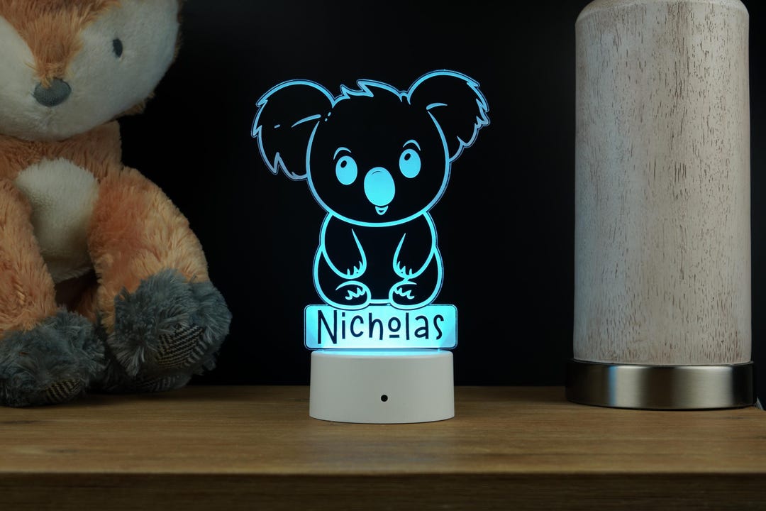 Koala Personalized Acrylic Night Light for Kids, Handmade Engraved LED ...