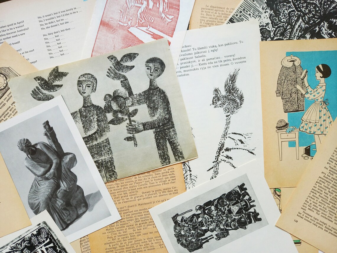 50 Vintage Scrapbook Paper Sheets 1960s Old Book Pages 1970s Vintage ...