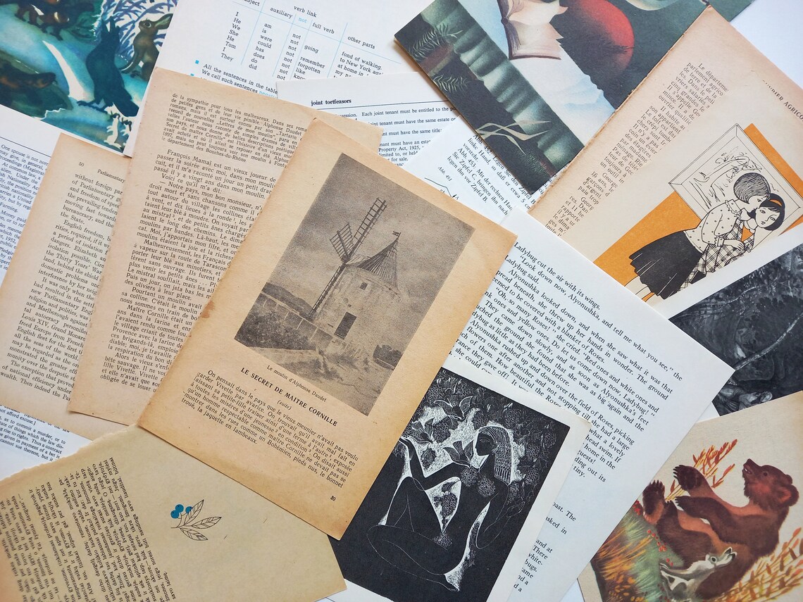 50 Vintage Scrapbook Paper Sheets 1960s Old Book Pages 1970s Vintage ...