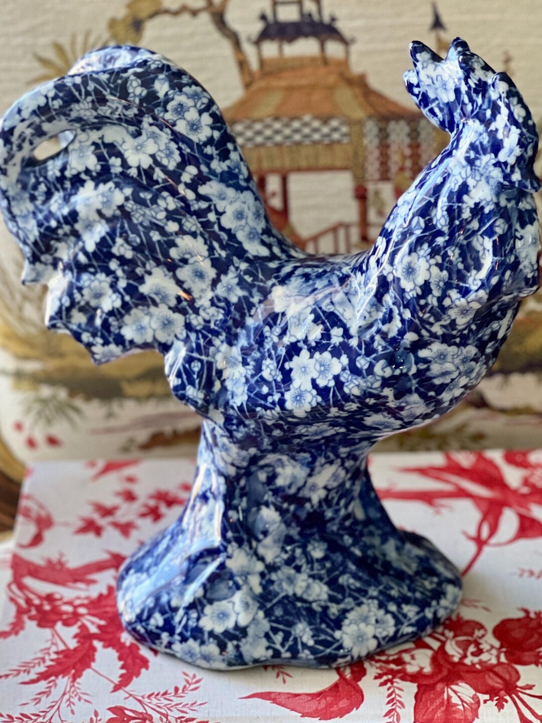 Victoria Ware Ironstone Blue and White Rooster Figurine – Floral ...