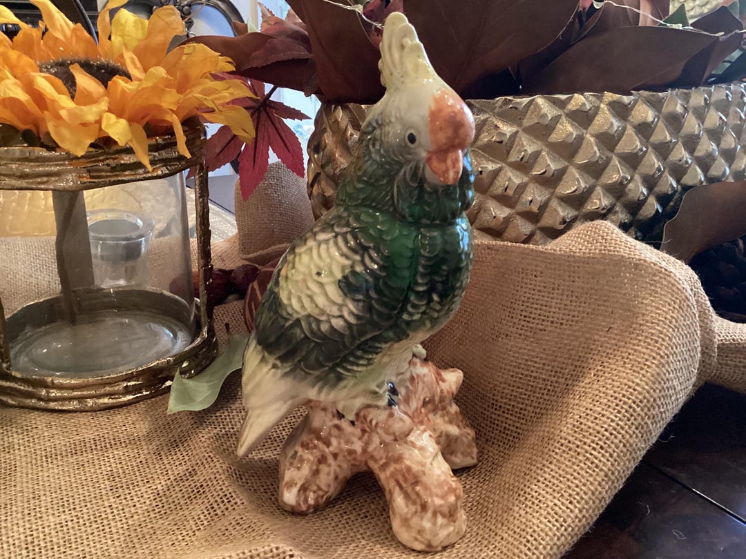 Vintage Ceramic Parrot Figurine - Etsy