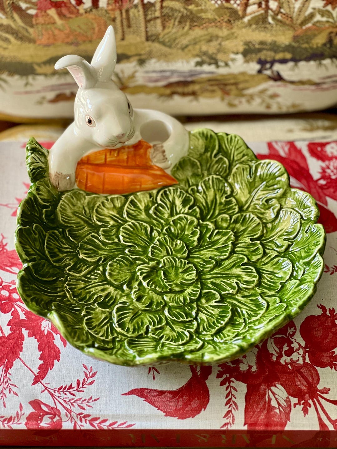 Vintage Omnibus by Fitz and Floyd Rabbit & Carrot Cabbage Leaf Dish - Etsy