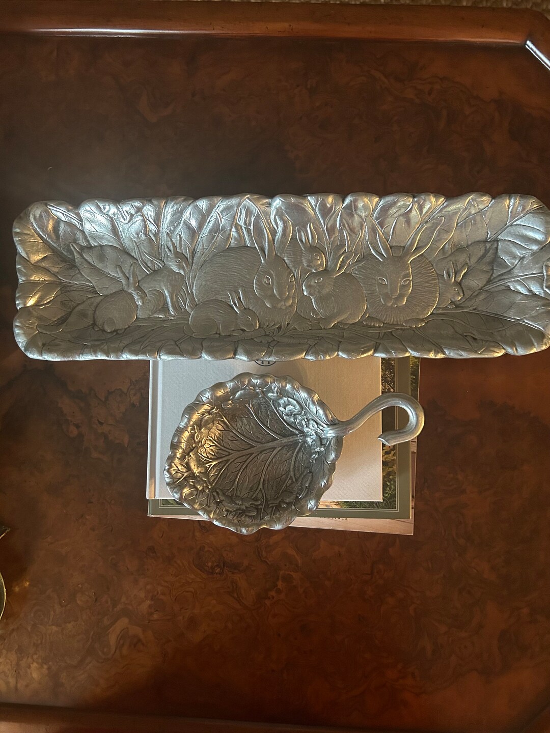 Arthur Court “bunnies” Aluminum Tray and Dip Bowl Set - Etsy