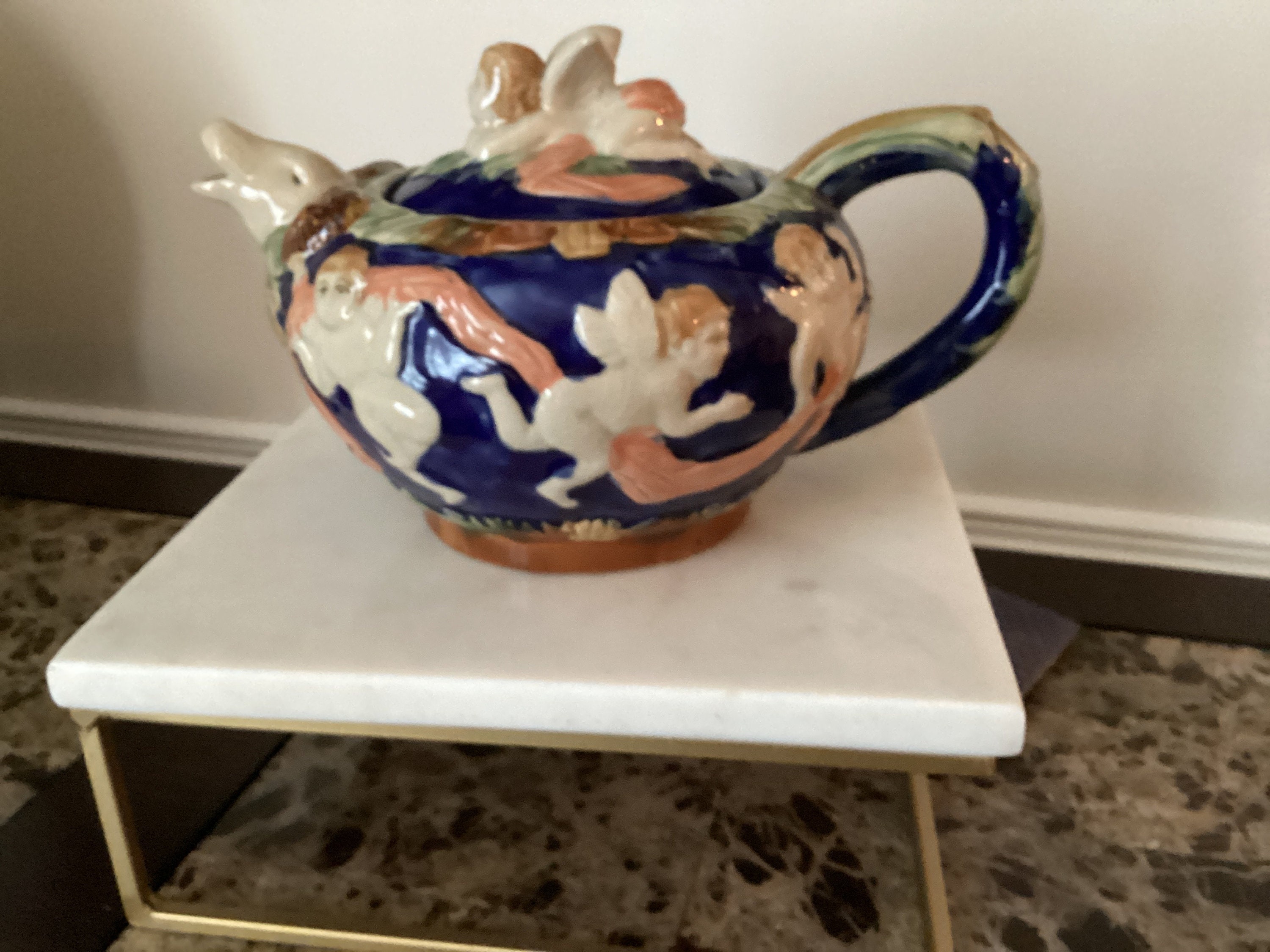Vintage Ceramic Cherubs Angels Ram Collectible Teapot - Etsy