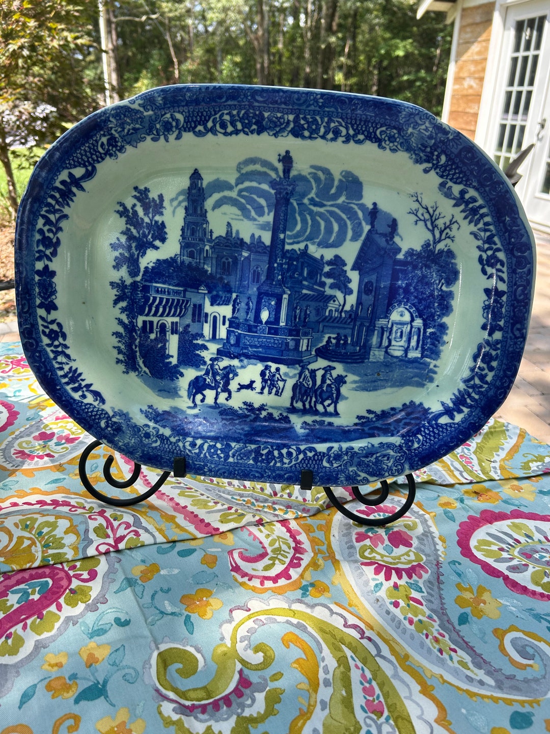 Victoria Ware Ironstone Platter: Blue & White Historical Landmark Decor ...