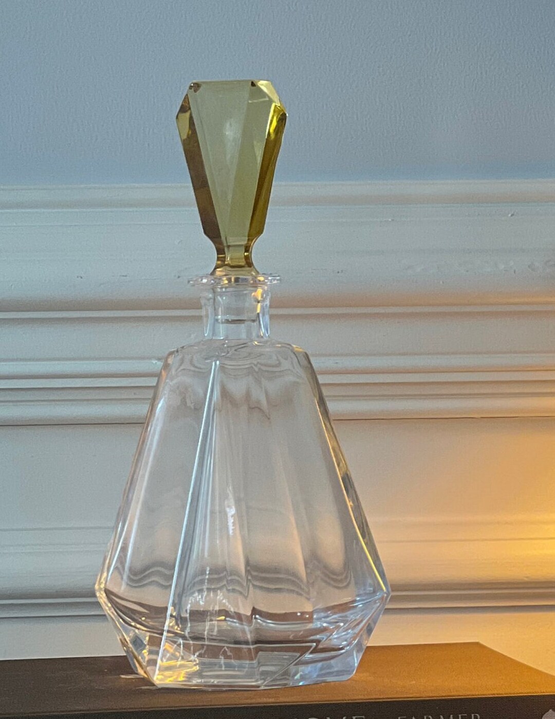 Art Deco Angular Glass Decanter With Amber Stopper - Etsy