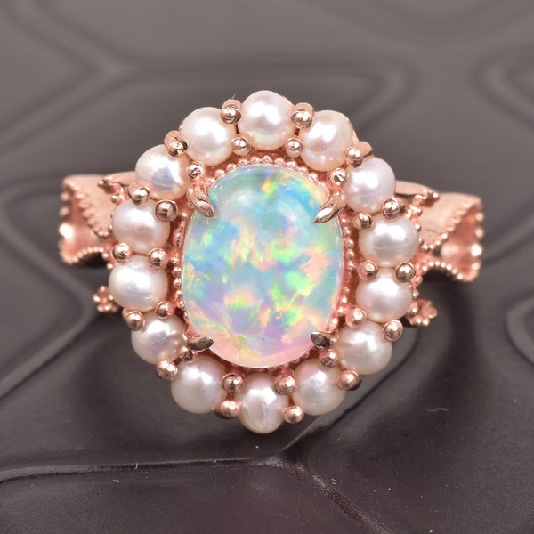 Opal and Pearl Ring - Etsy