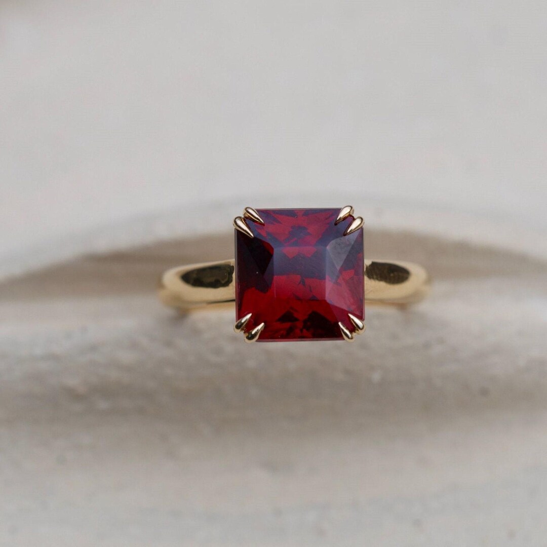 Princess Cut Ruby Engagement Ring, Red Gemstone Wedding Promise Ring ...