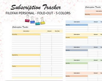 Subscription Tracker Printable PDF Productivity Printable - Etsy