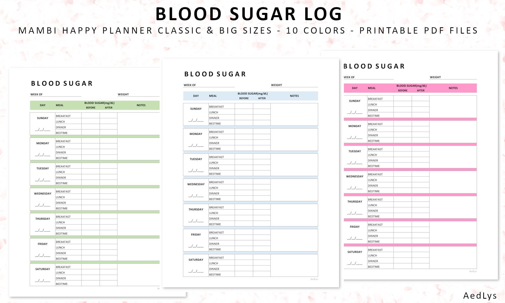 Blood Sugar Chart Printable