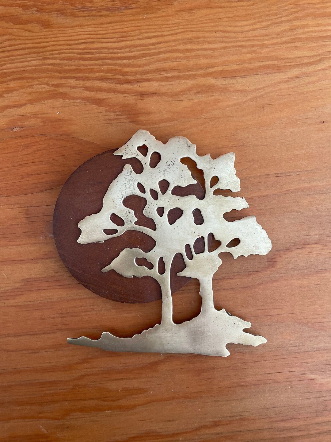Brass Tree With Wood Moon Wall Plaque/hanging House of Lloyd - Etsy