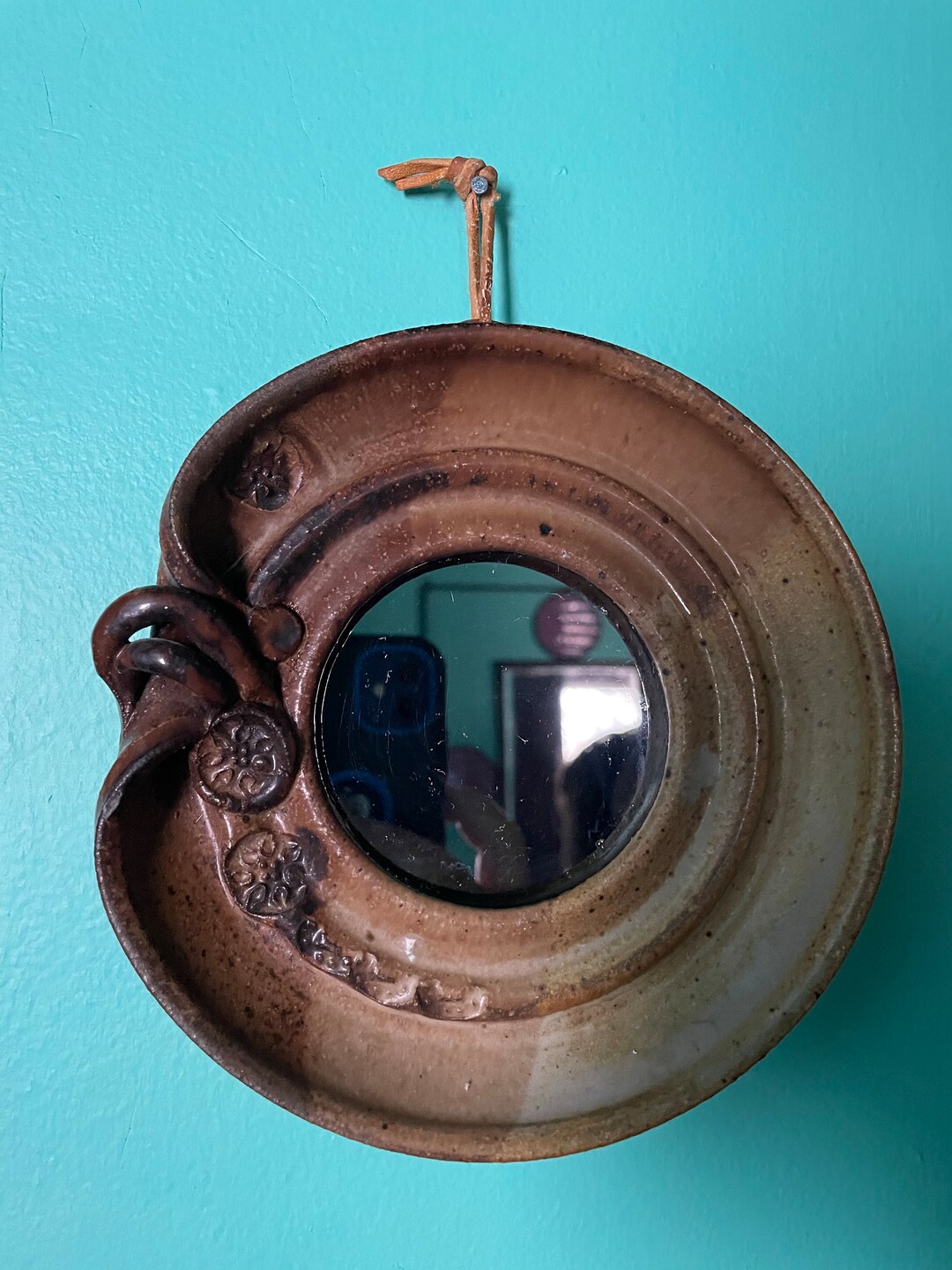 Small Handmade Ceramic Framed Mirror 6 With Leather Loop for Hanging ...