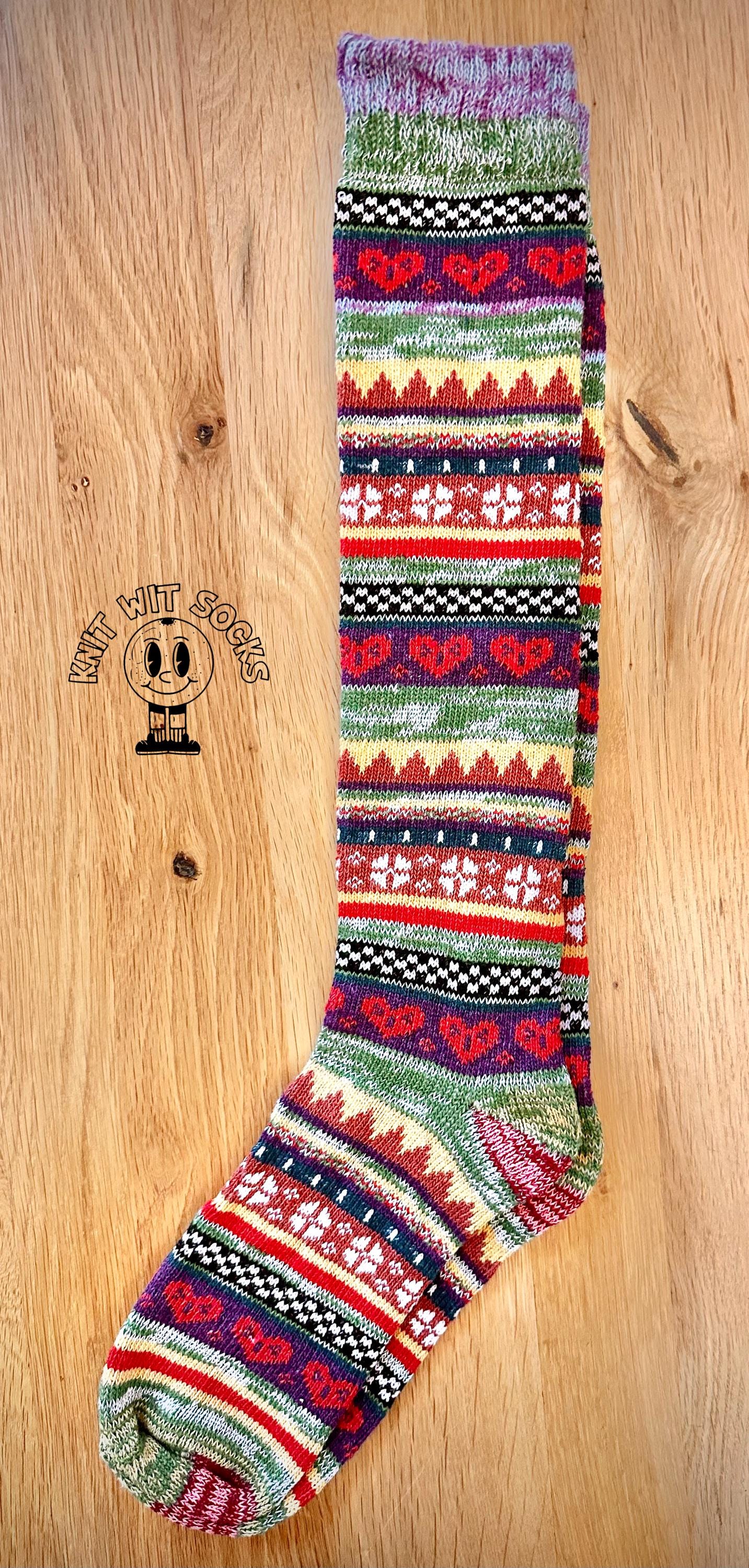 Nordic Style Wool Welly Socks: Vibrant Patterned Extra Long Socks - Etsy UK