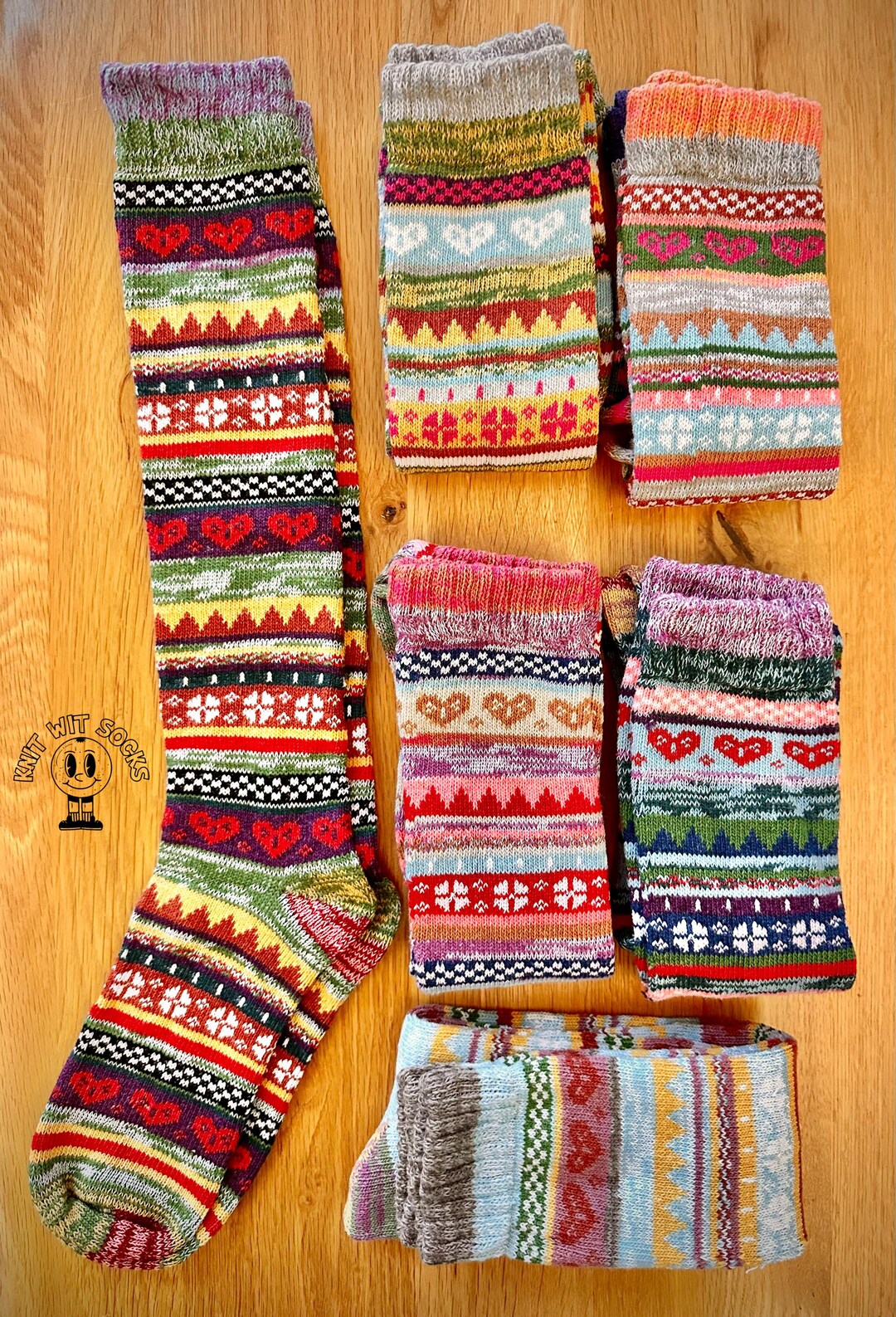 Nordic Style Wool Welly Socks: Vibrant Patterned Extra Long Socks ...