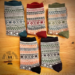 Cozy Nordic-pattern Wool Socks | Winter Warmth in Rustic Style - Etsy