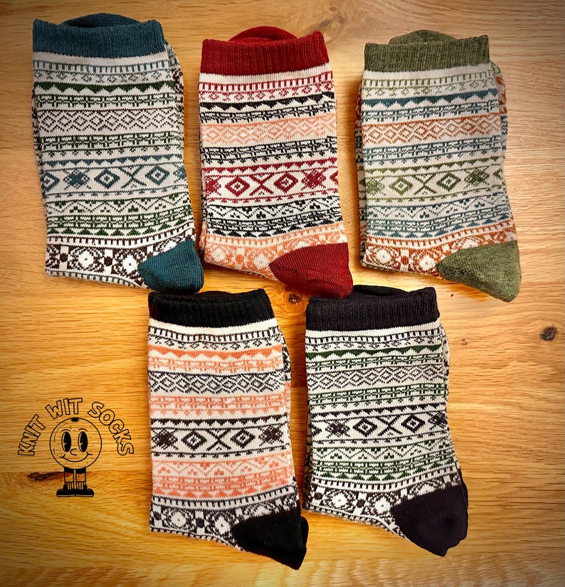 Cozy Nordic-pattern Wool Socks | Winter Warmth in Rustic Style - Etsy