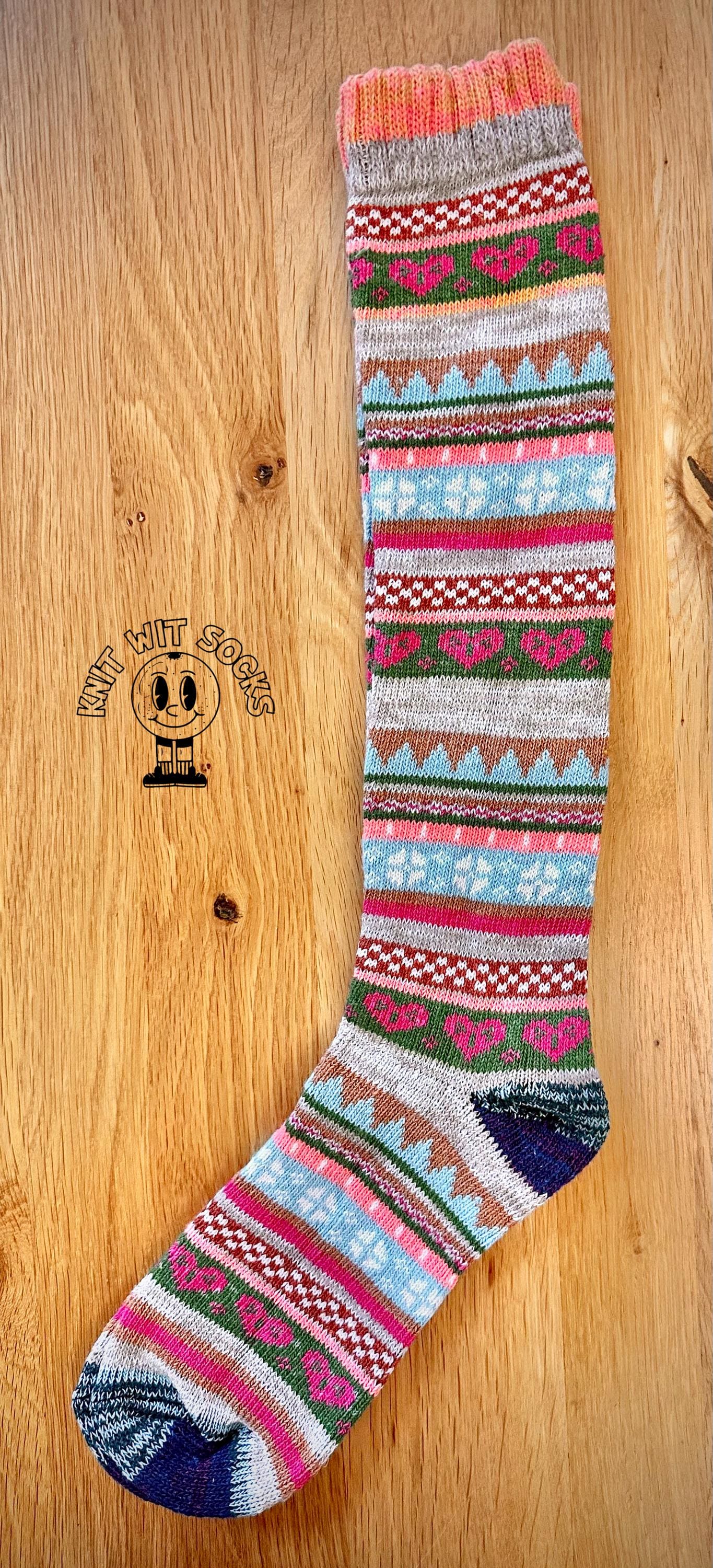 Nordic Style Wool Welly Socks: Vibrant Patterned Extra Long Socks - Etsy UK