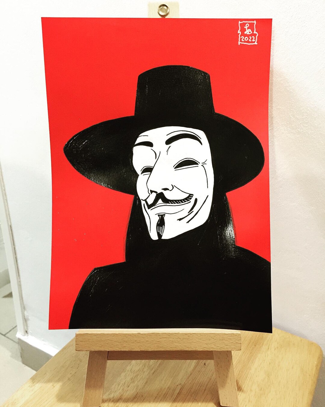 Drawing on Colored Cardboard V for Vendetta - Etsy