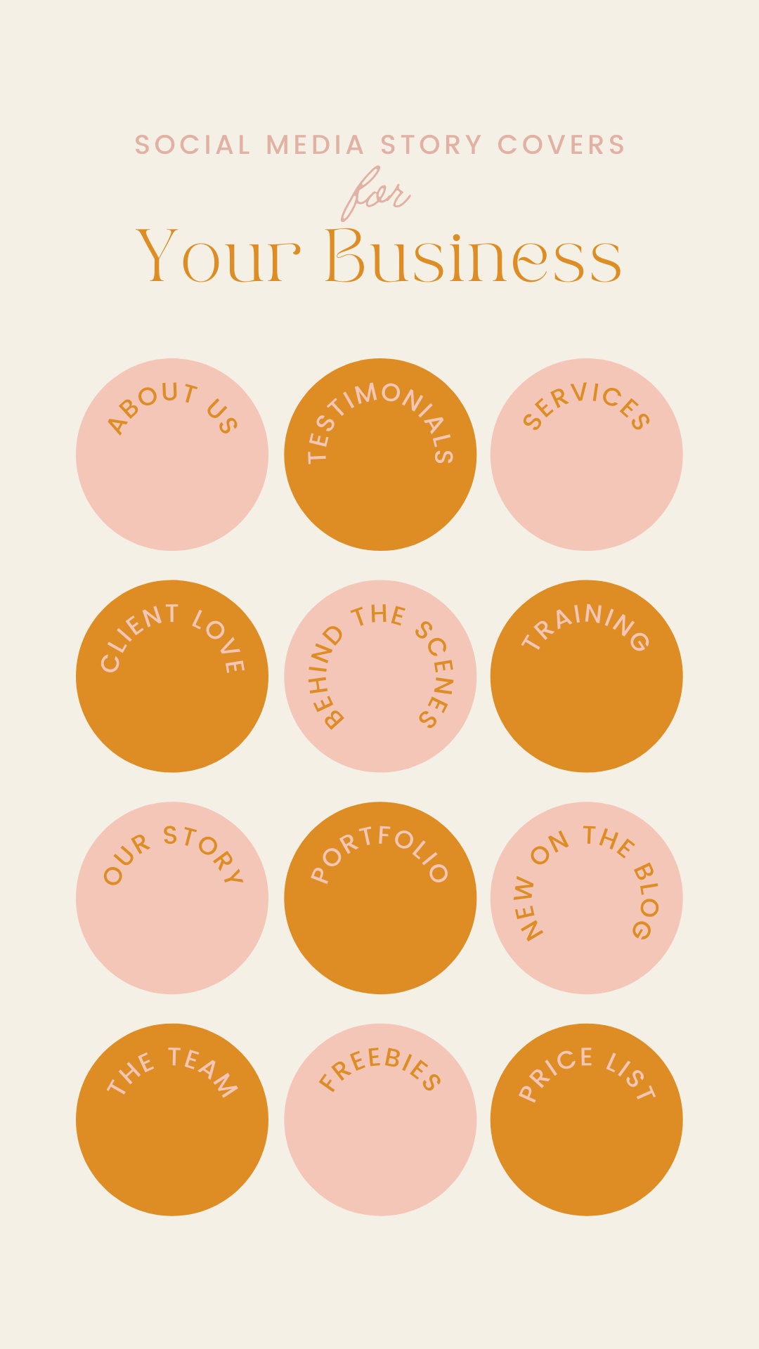 Bright Color Business Instagram Highlight Covers, Curved Text Highlight ...