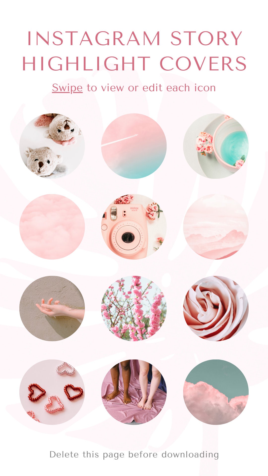 Pink Photo Centric Instagram Highlight Covers, Pink, Blue, and White ...