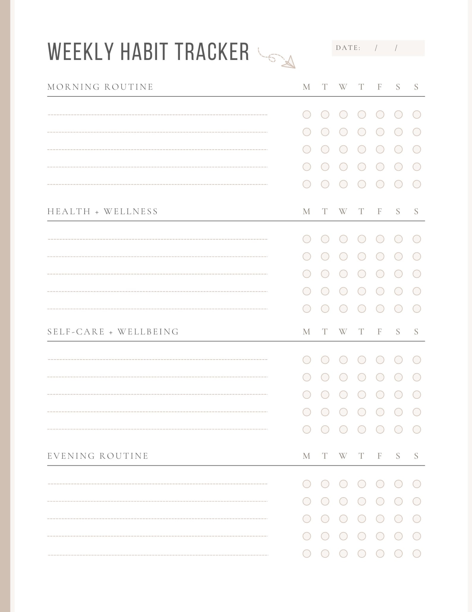 Daily Weekly Habit Tracker, Instant Printable Weekly Tracker for Habits ...