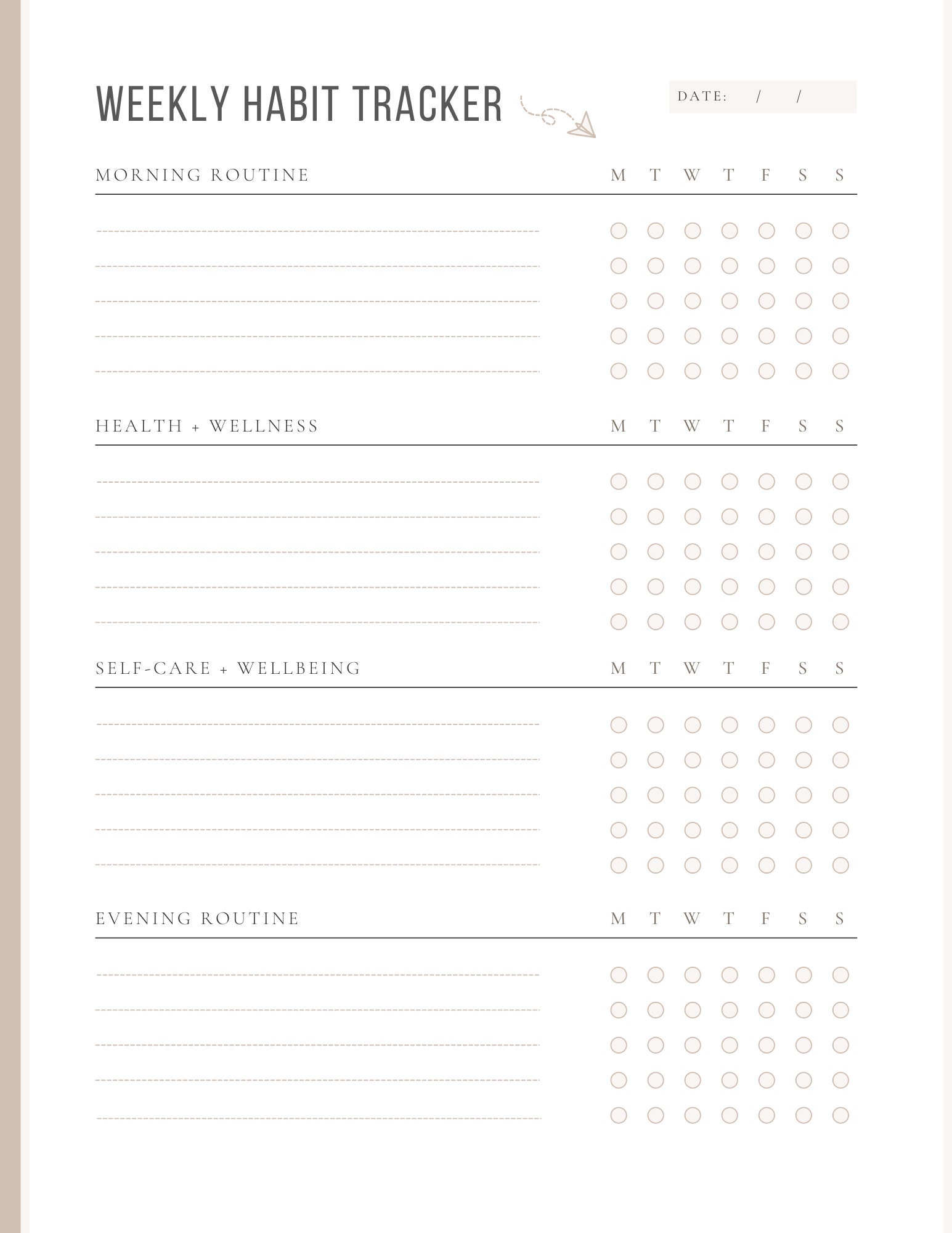 Daily Weekly Habit Tracker, Instant Printable Weekly Tracker for Habits ...