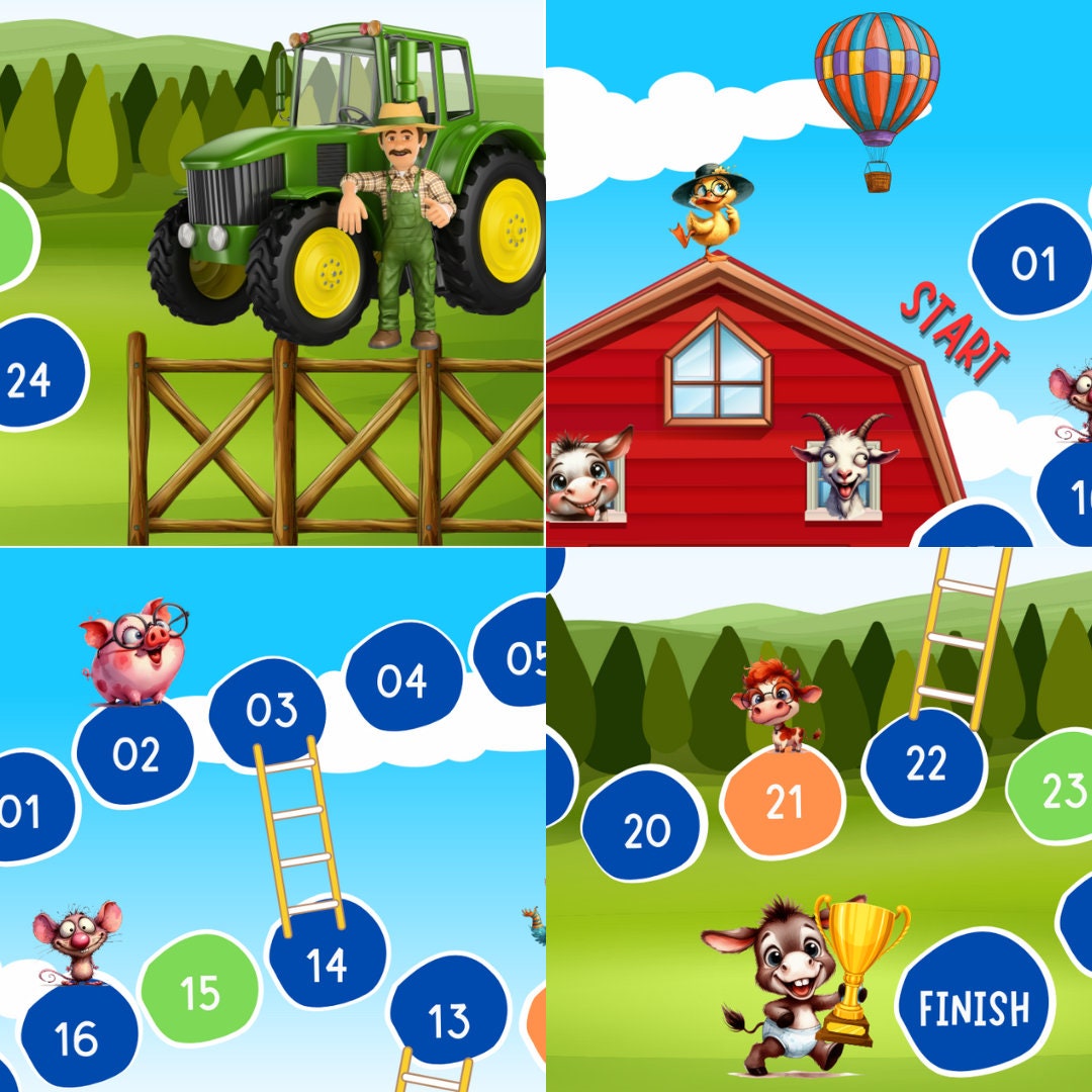 Farm Route, Goose Board, Printable, Game, Take Along, Game, Farm ...