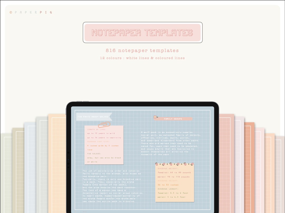 Digital Notepaper Templates Student Notepaper Notetaking Templates for ...