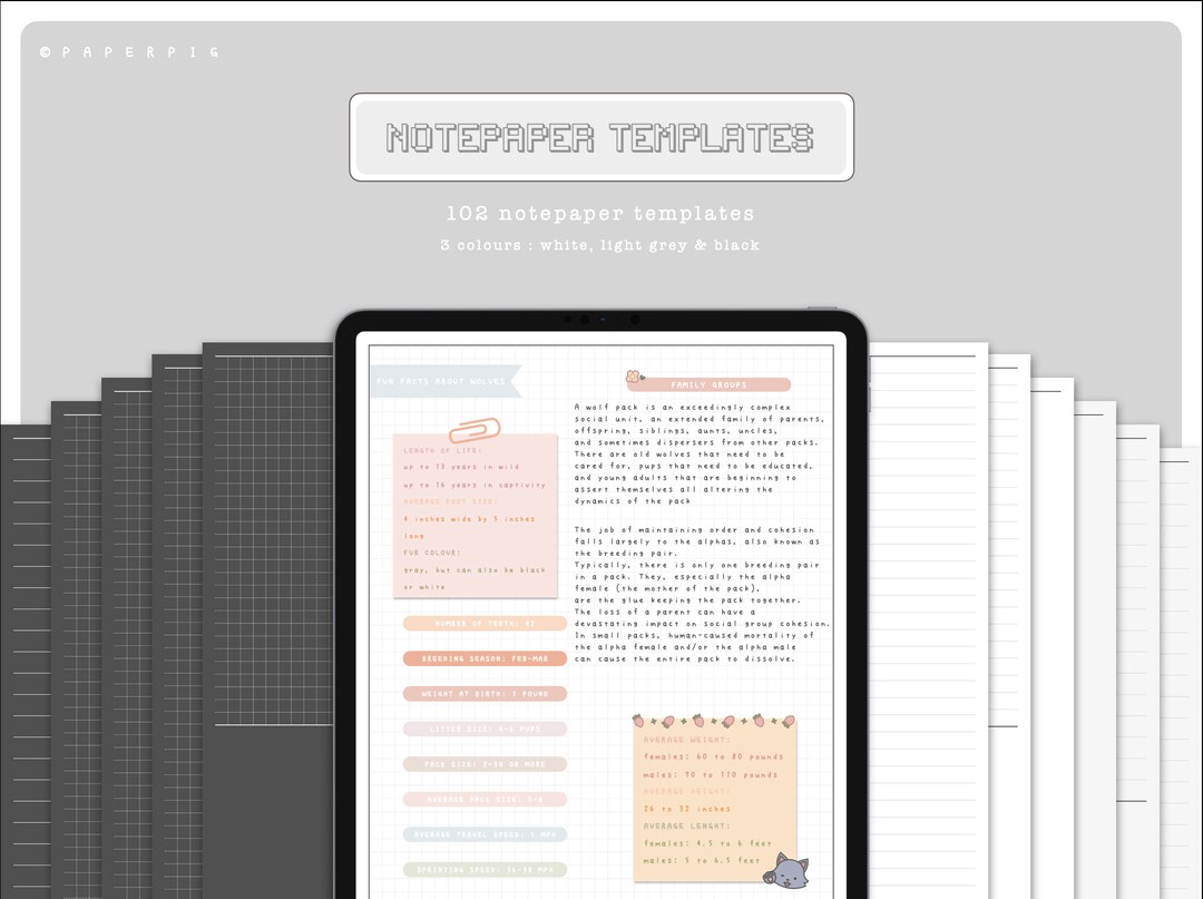 Digital Notepaper Templates Student Notepaper Notetaking Templates for ...