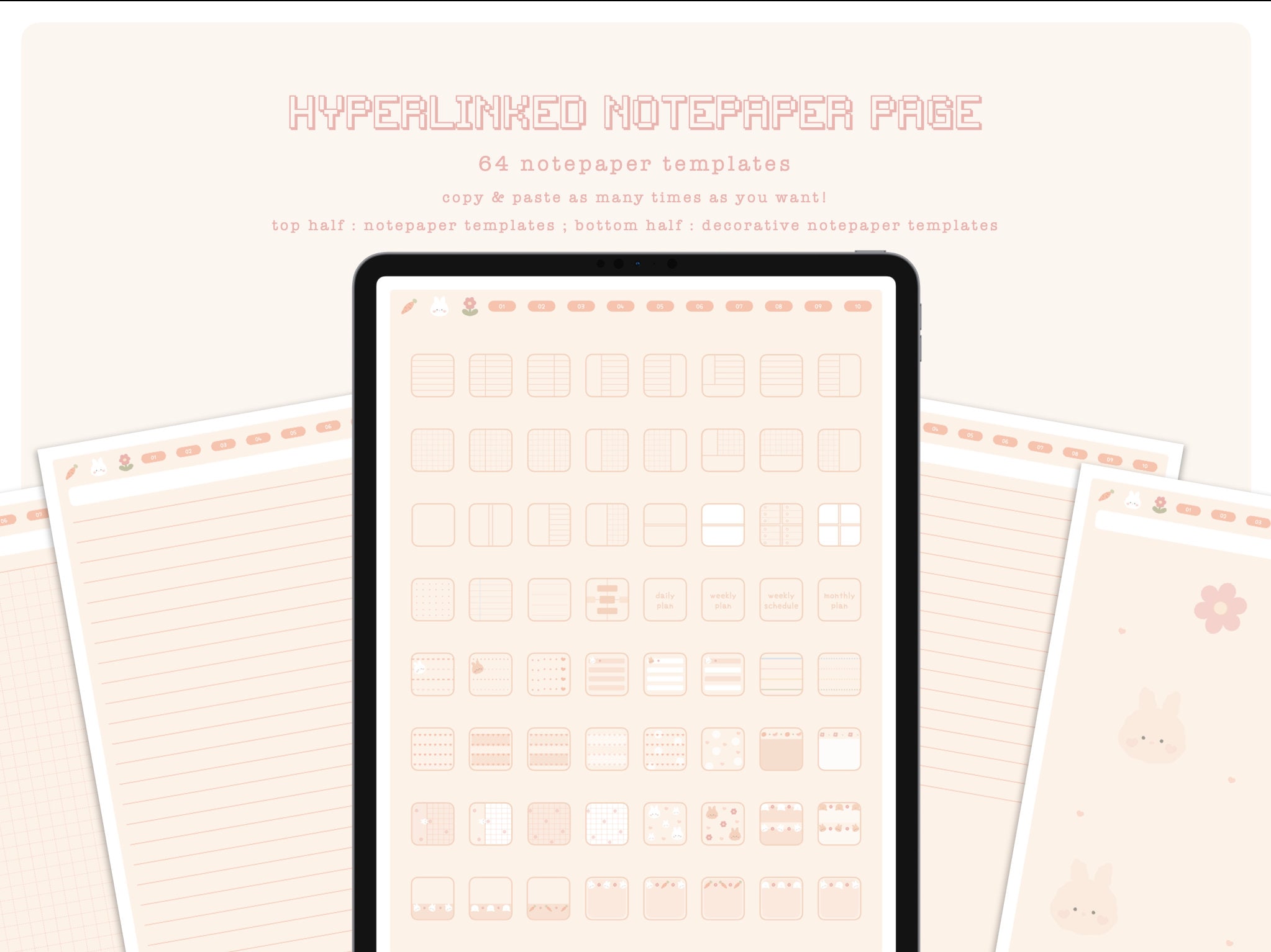 Digital Notebook, Cute Notebook With 10 Hyperlinked Tabs, Digital ...