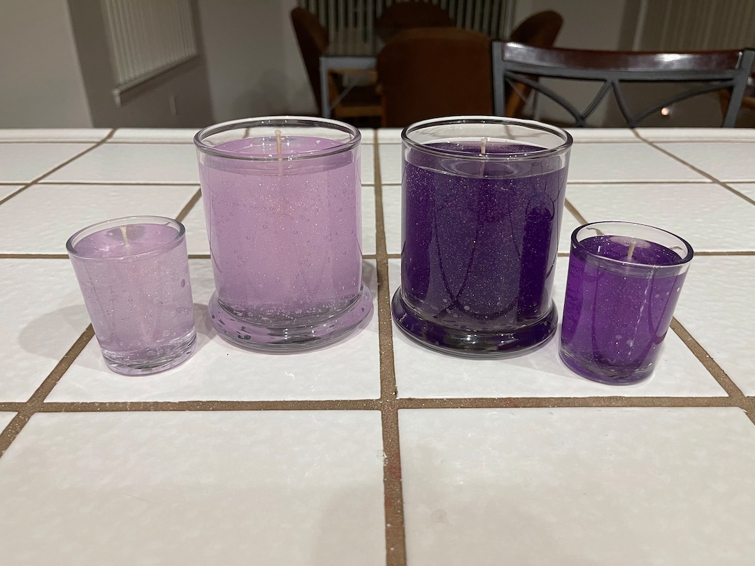 Purple Lava Lamp Candle With Glow in the Dark Glitter | Gel Wax | Glows ...