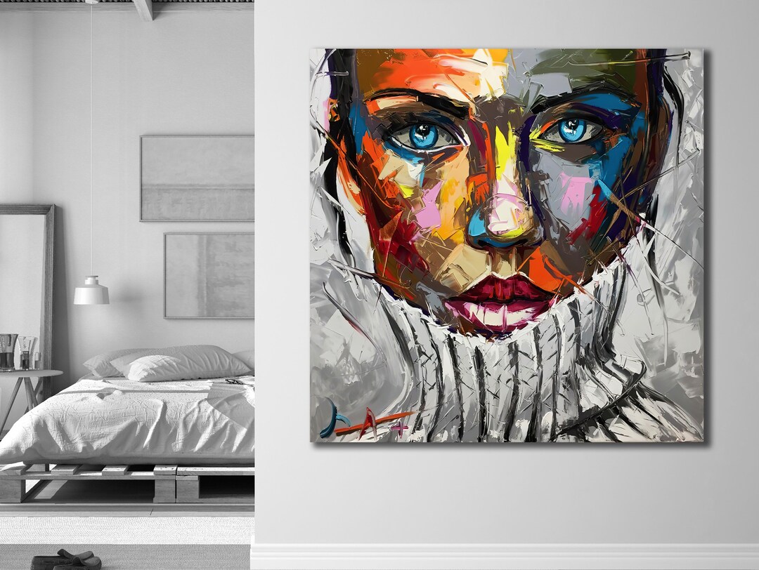 Colorful Girl Face Canvas Wall Art,woman Portrait Canvas Wall Decor ...