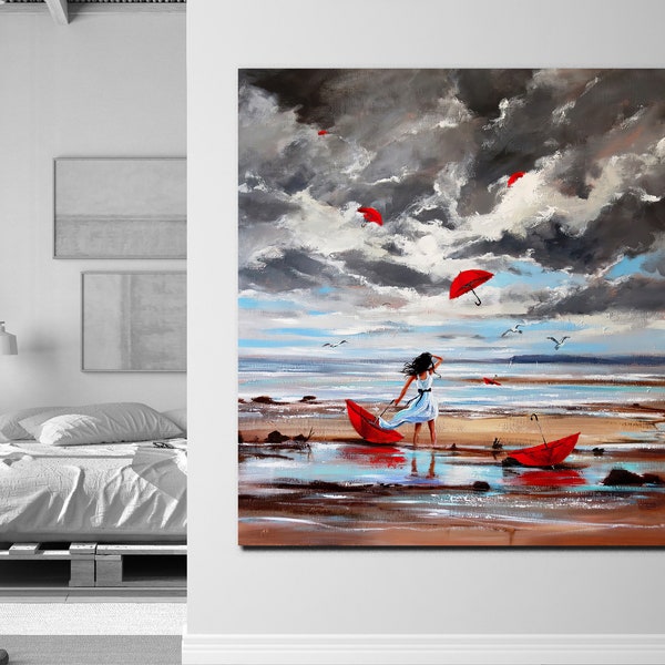 Red Umbrella Art - Etsy