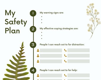 Digital Download Safety Plan for Kids and Teens; Mental Health; Crisis ...