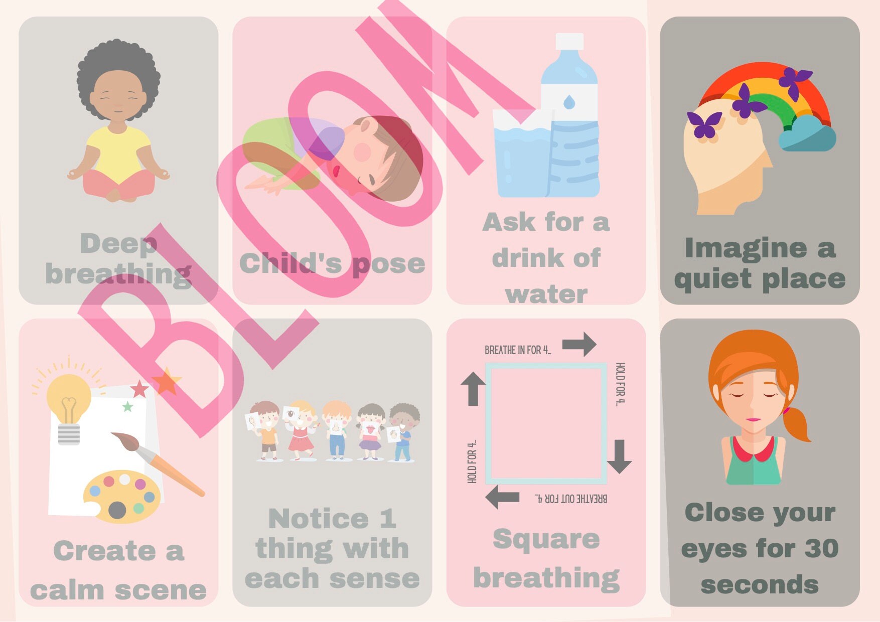 Classroom Calming Flashcards; Use in Calming Corner in Classroom or ...