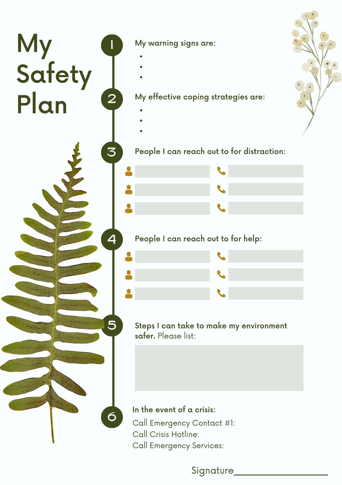 Safety Plan for Teens; Template; Digital Download - Etsy