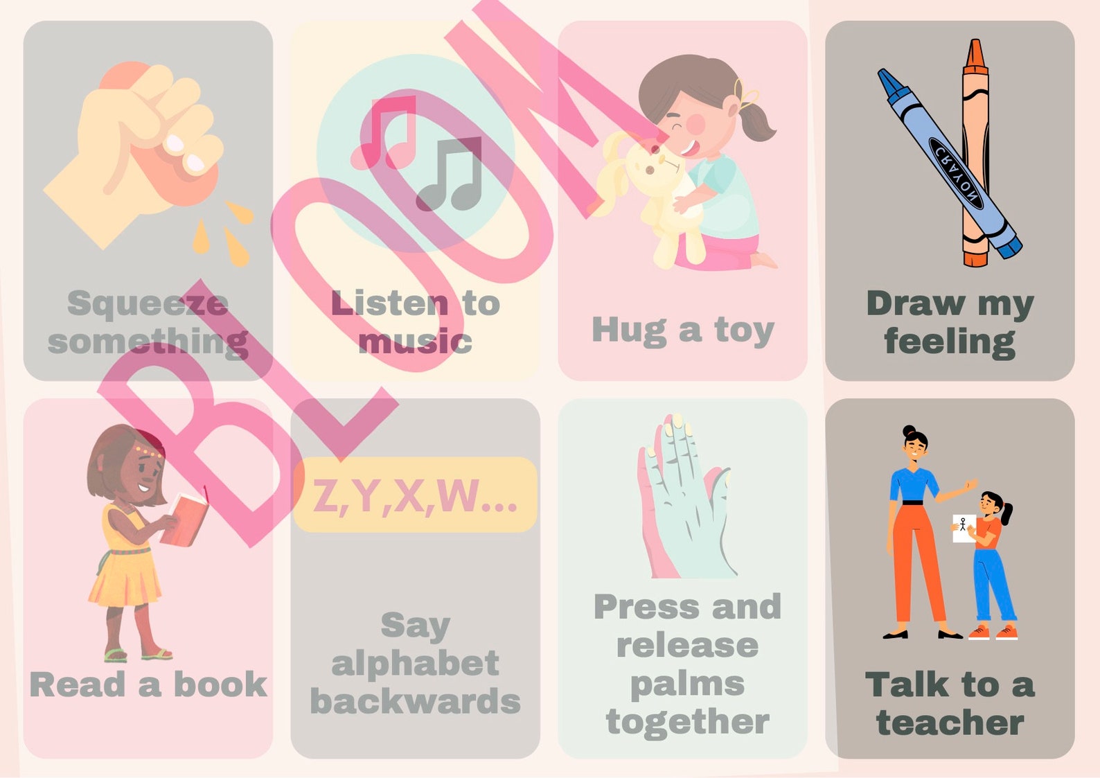 Classroom Calming Flashcards; Use in Calming Corner in Classroom or ...