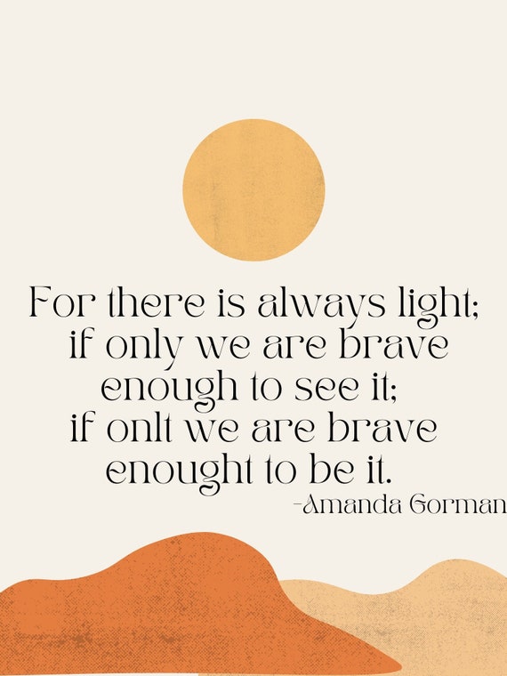 Amanda Gorman Art Print Brave Quote Therapy or Counseling | Etsy