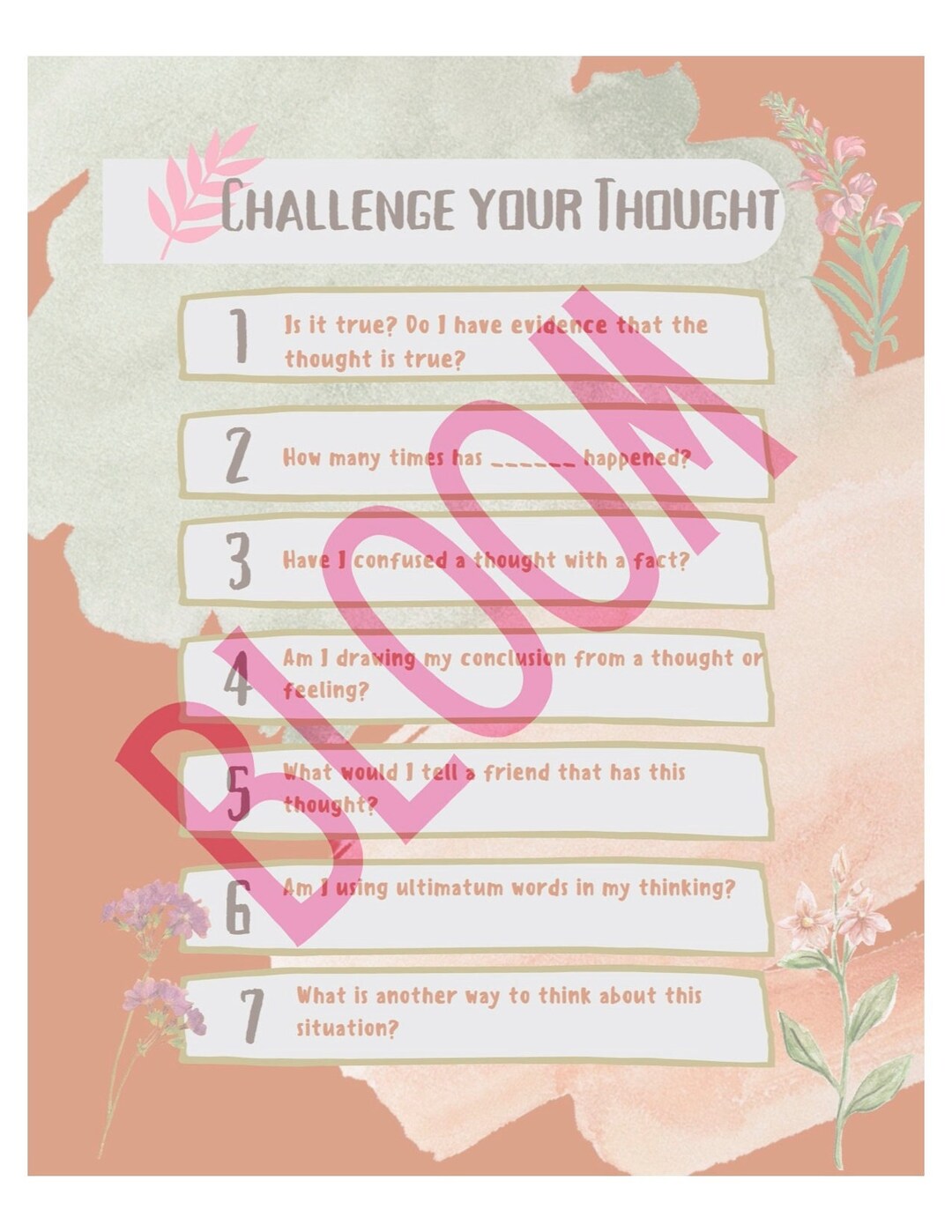 Digital Download, Printable Poster or Worksheet to Challenge Your ...