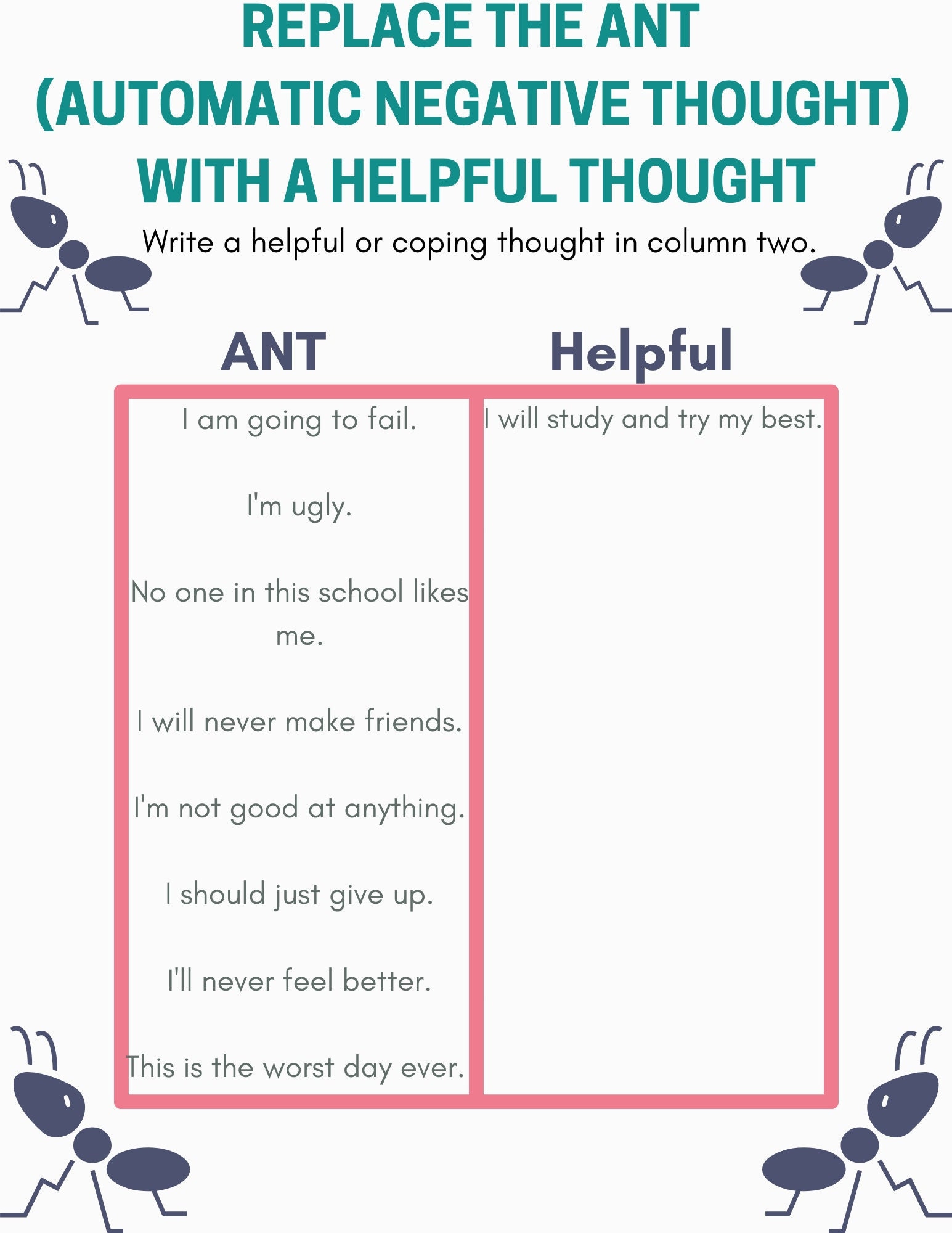CBT Bundle for Teens;understand & Apply CBT Model for Teens; Catch Your ...