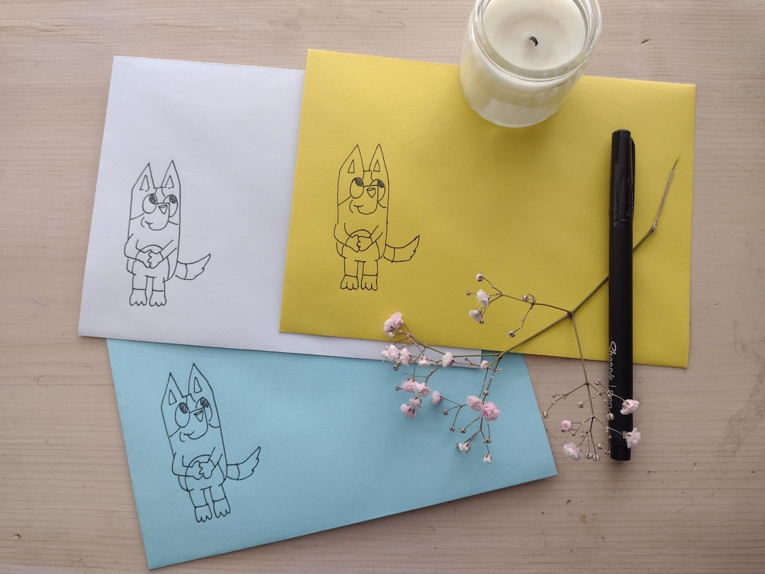 Hand-drawn Bluey Envelopes- Perfect for Kids' Invitations and Special ...