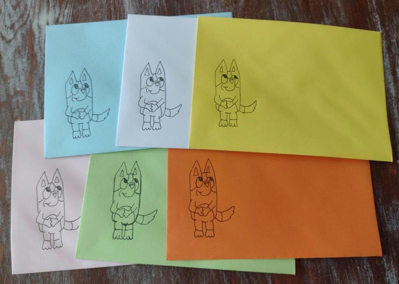 Hand-drawn Bluey Envelopes- Perfect for Kids' Invitations and Special ...