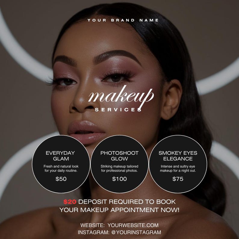 Luxury Makeup Flyer, Booking Flyer, Makeup Artist Flyer, Fall Booking ...
