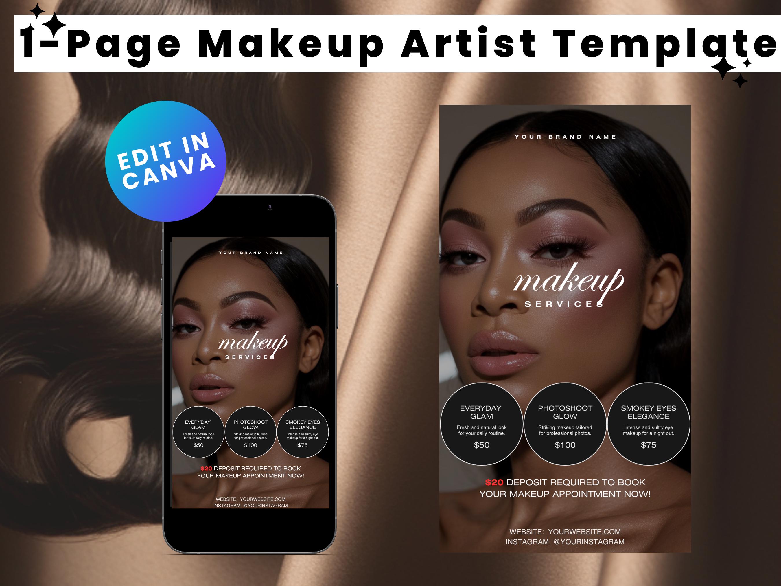 Makeup Artist Flyer: Fall Booking Template (canva Editable) - Etsy
