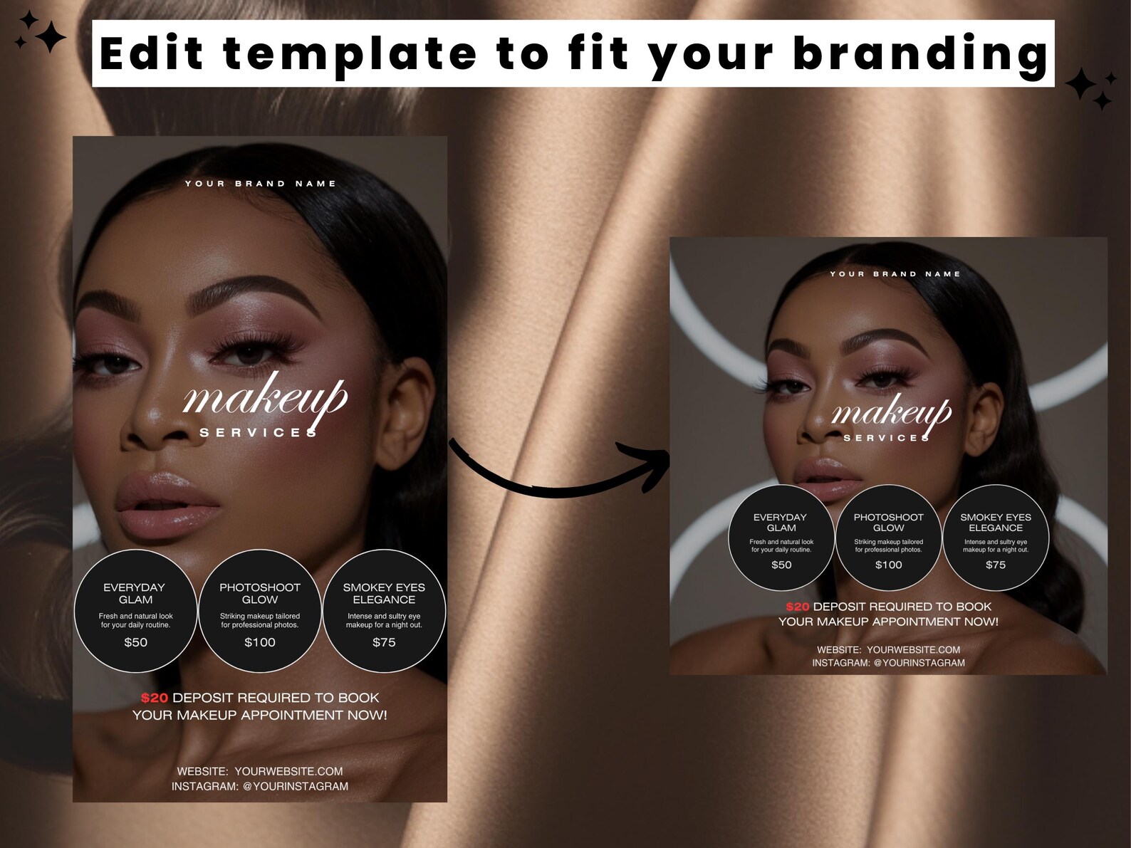 Luxury Makeup Flyer, Booking Flyer, Makeup Artist Flyer, Fall Booking ...
