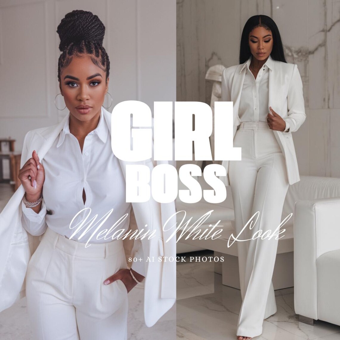 Melanin Businesswoman Stock Photos: White Outfit, AI Models - Etsy