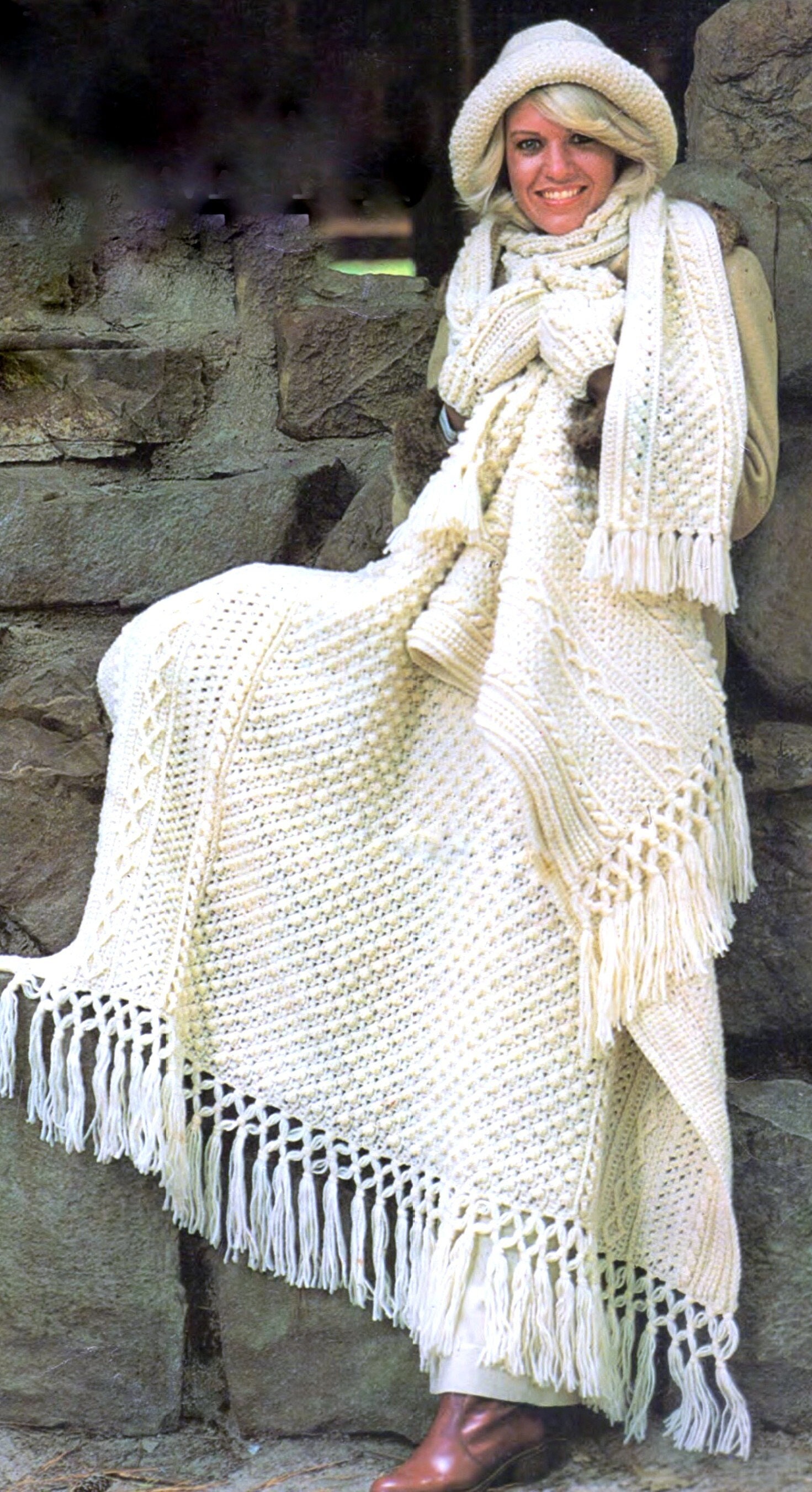 Vintage Crochet Pattern for Fisherman Afghan Throw Pillow - Etsy