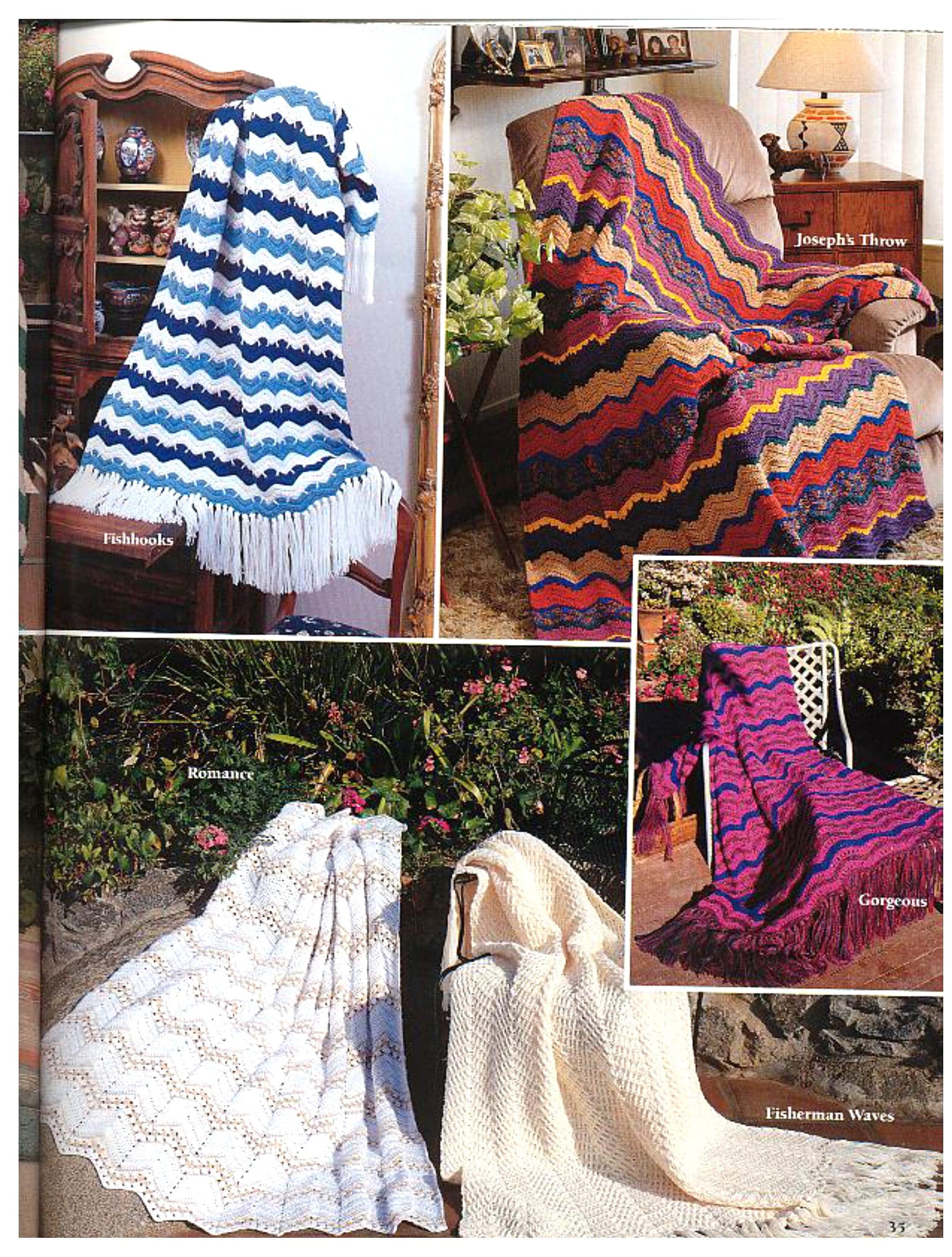 Vintage Crochet Knit Pattern Book Ripple Afghans Blanket Kelim - Etsy