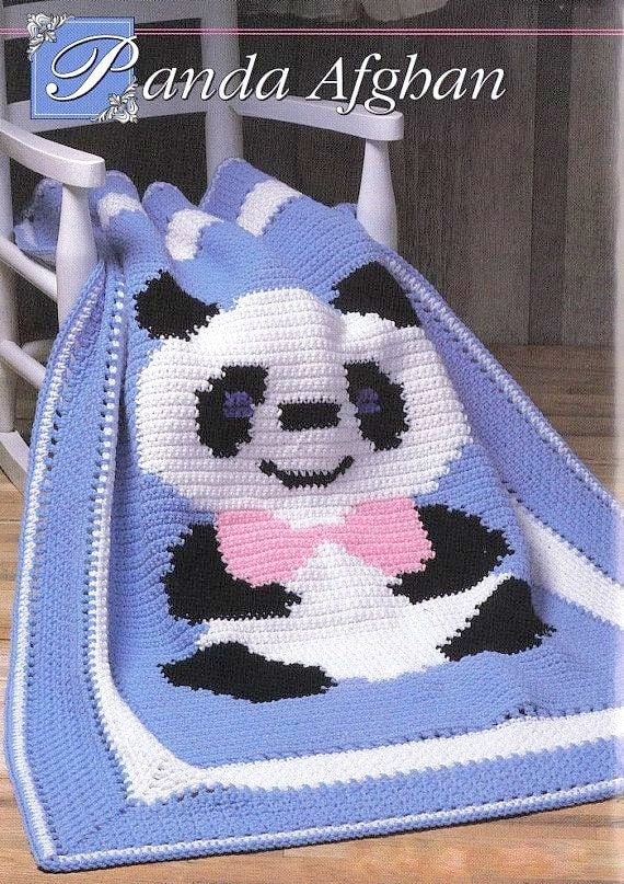 Vintage Crochet Pattern PDF Panda Afghan Baby Pram Cover Cot - Etsy